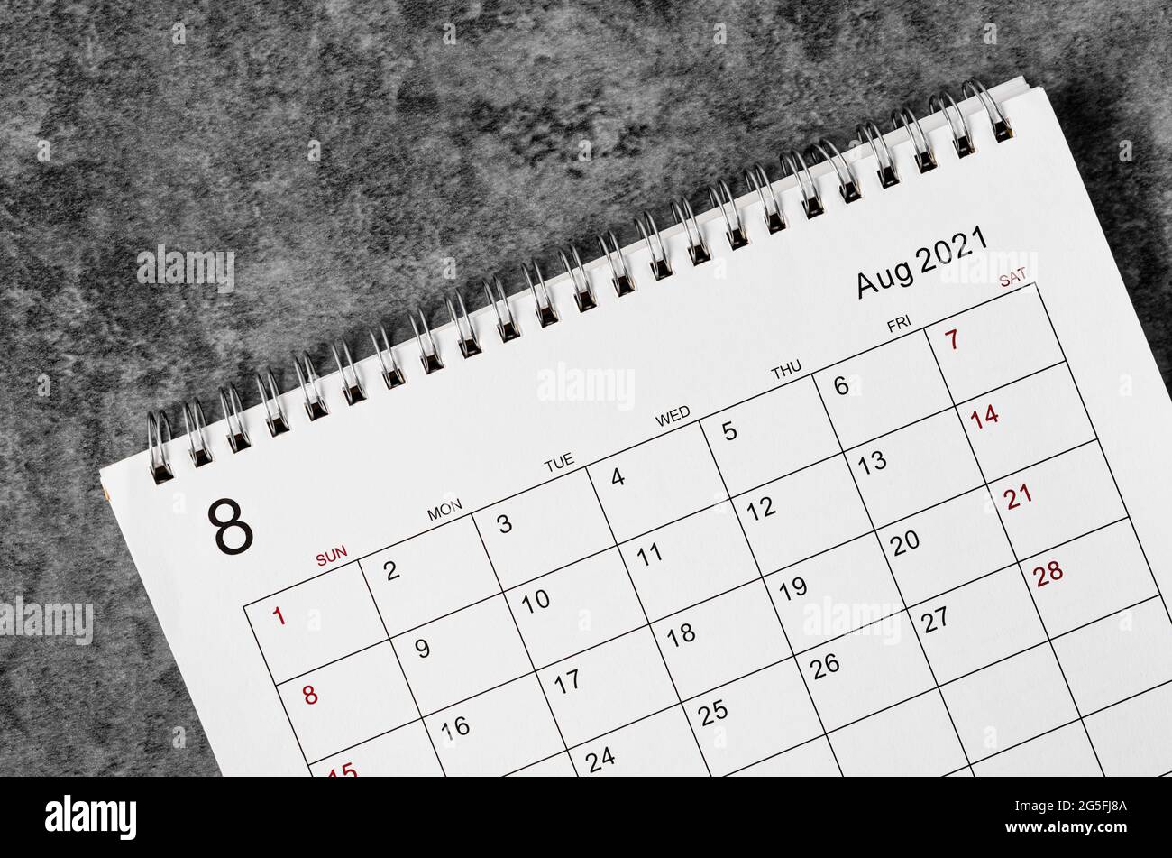 August Calendar 2021 on wooden table background Stock Photo - Alamy