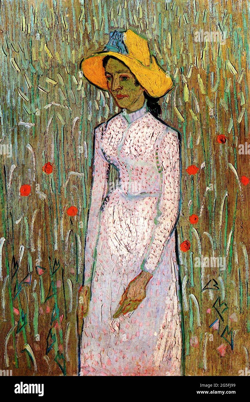 Vincent Van Gogh - Young Girl Standing Against Background Wheat 1890 ...