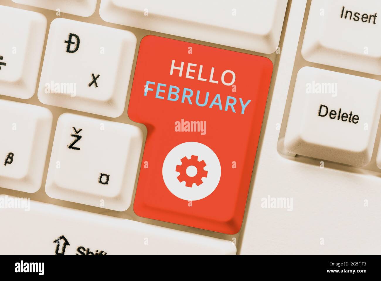 Text sign showing Hello February. Business concept greeting used when ...