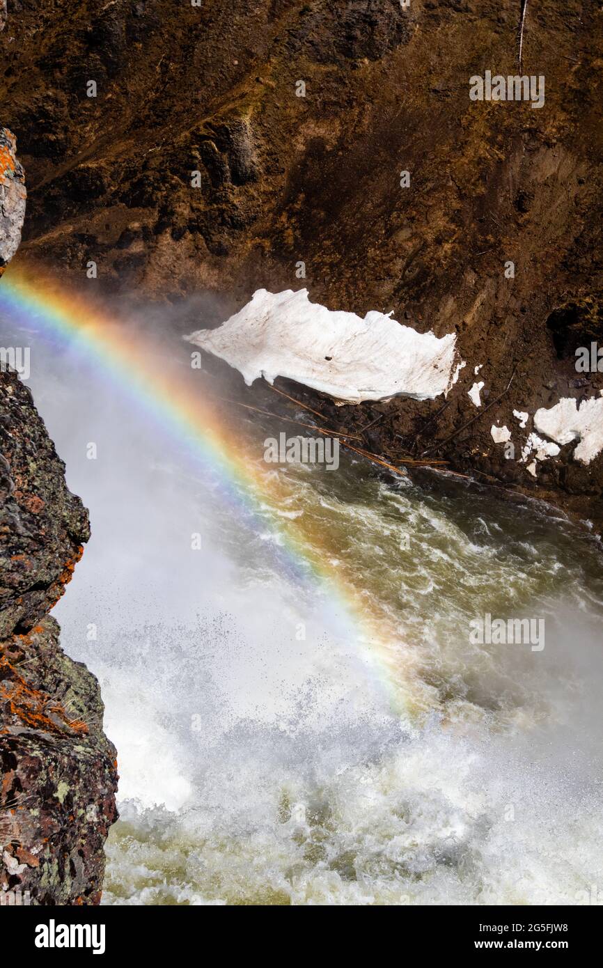 Rainbow at the Brink of the Upper Falls on the Yellowstone River ...