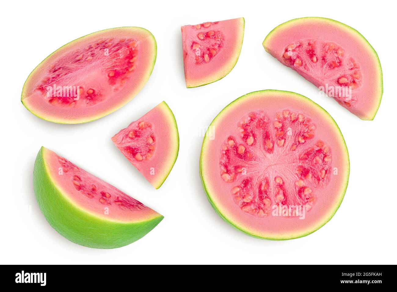 Guava fruit slices isolated on white background with clipping path and ...