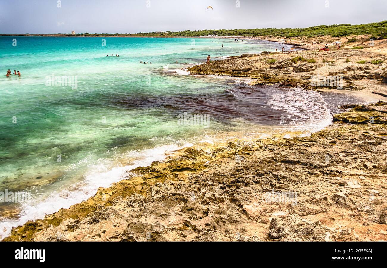 The scenic Punta della Suina's beach near Gallipoli in Salento, Apulia ...