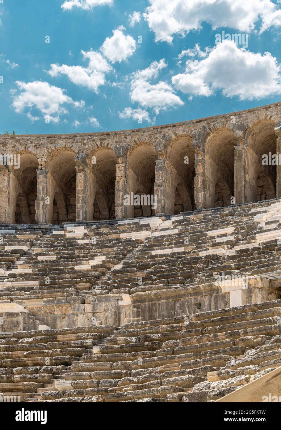 Roman amphitheater of Aspendos, Belkiz - Antalya, Turkey Stock Photo ...