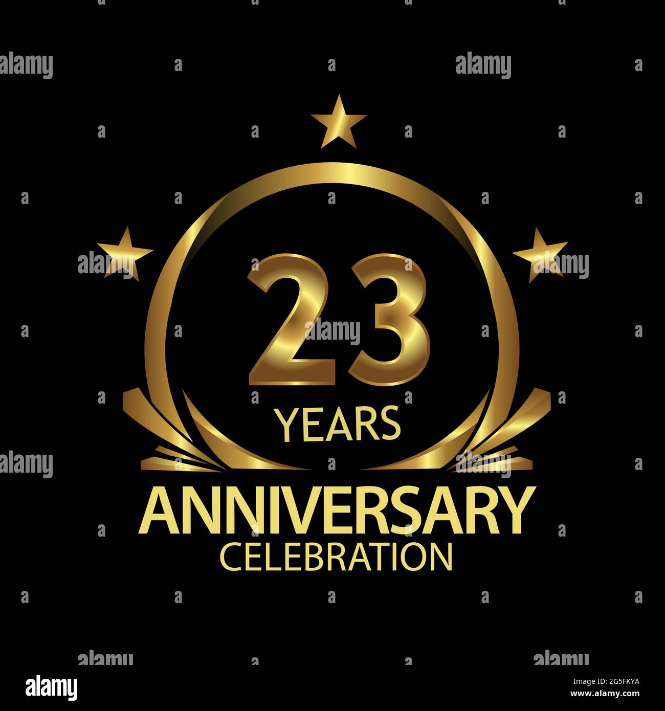 Twenty three years anniversary golden. anniversary template design for ...