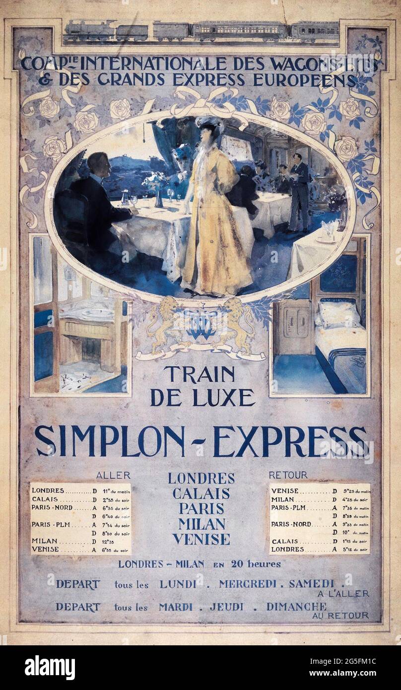 Vintage train poster hi-res stock photography and images - Alamy
