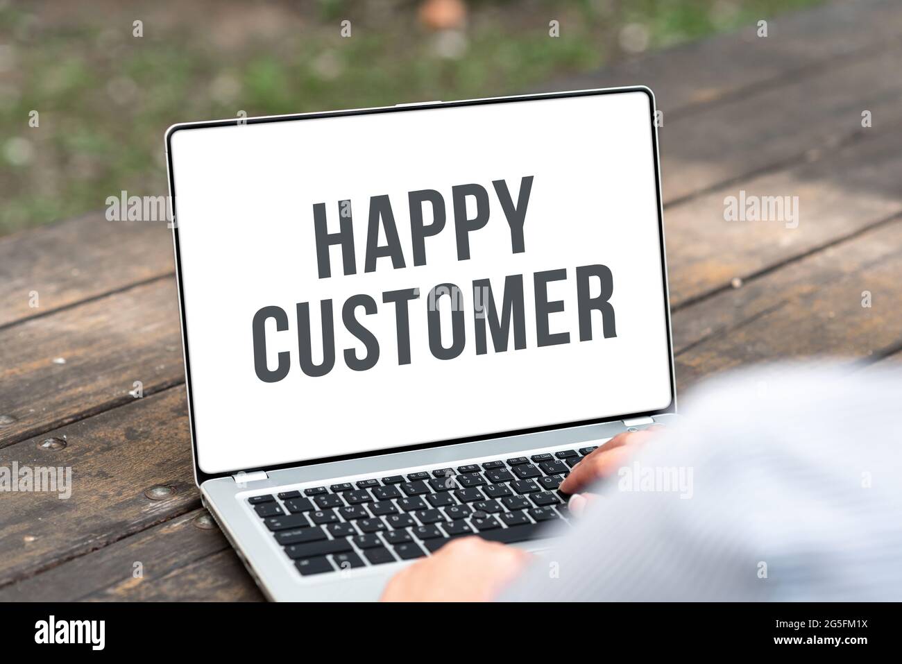 Sign Displaying Happy Customer Concept Meaning Highest Satisfaction Rate With The Commodity