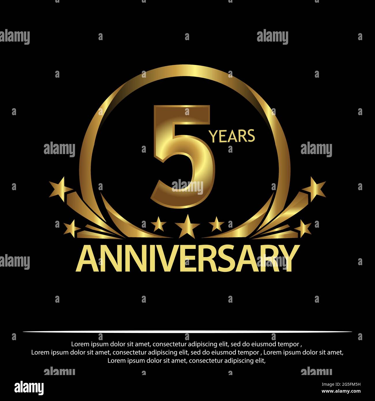 Five years anniversary golden. anniversary template design for web ...