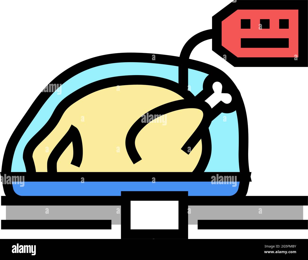 chicken carcass in package on market counter color icon vector ...