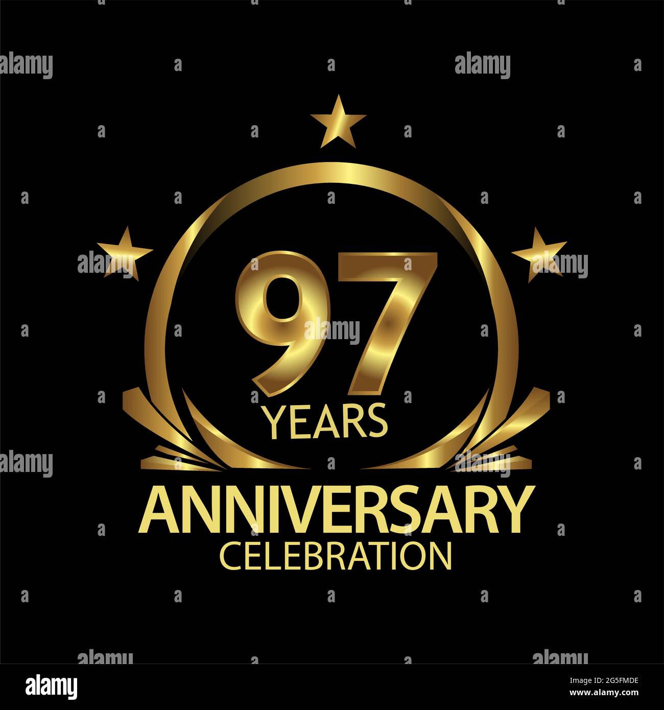 ninety seven years anniversary golden. anniversary template design for ...