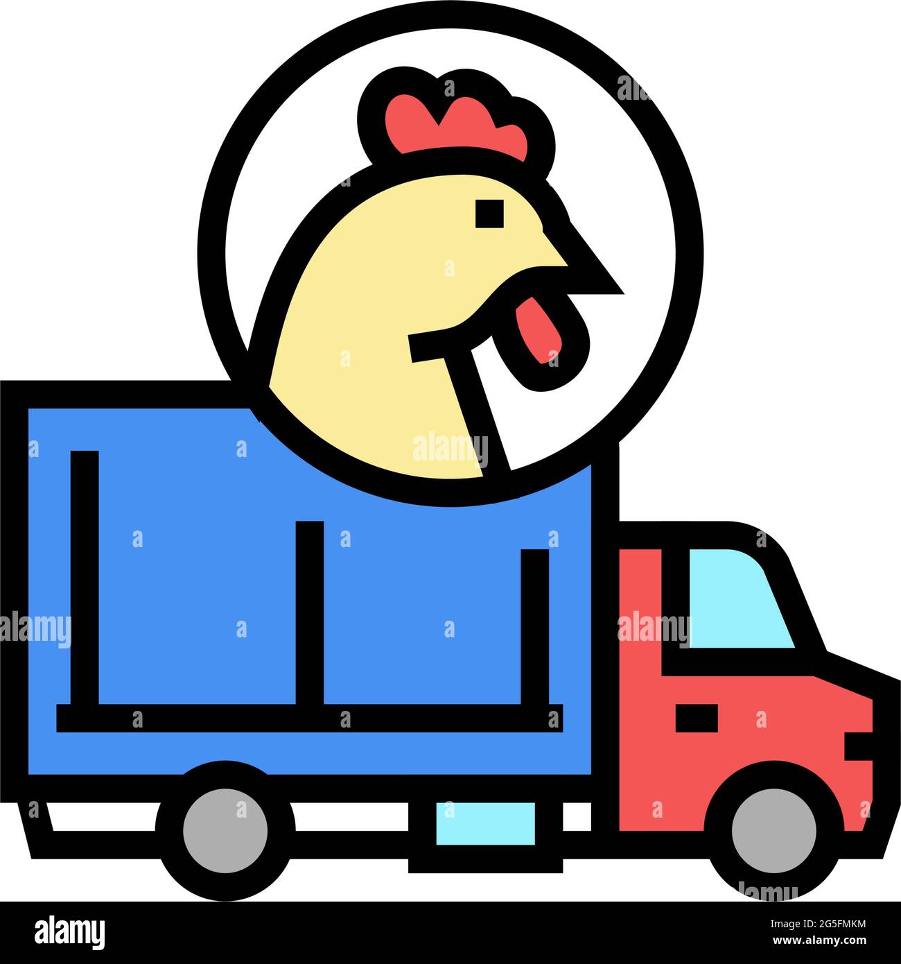 chicken truck transportation color icon vector illustration Stock ...