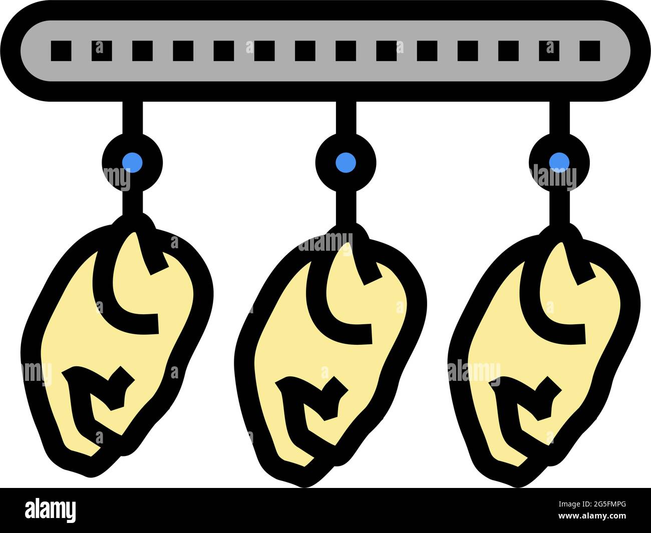 chicken carcass suspended on equipment color icon vector illustration ...