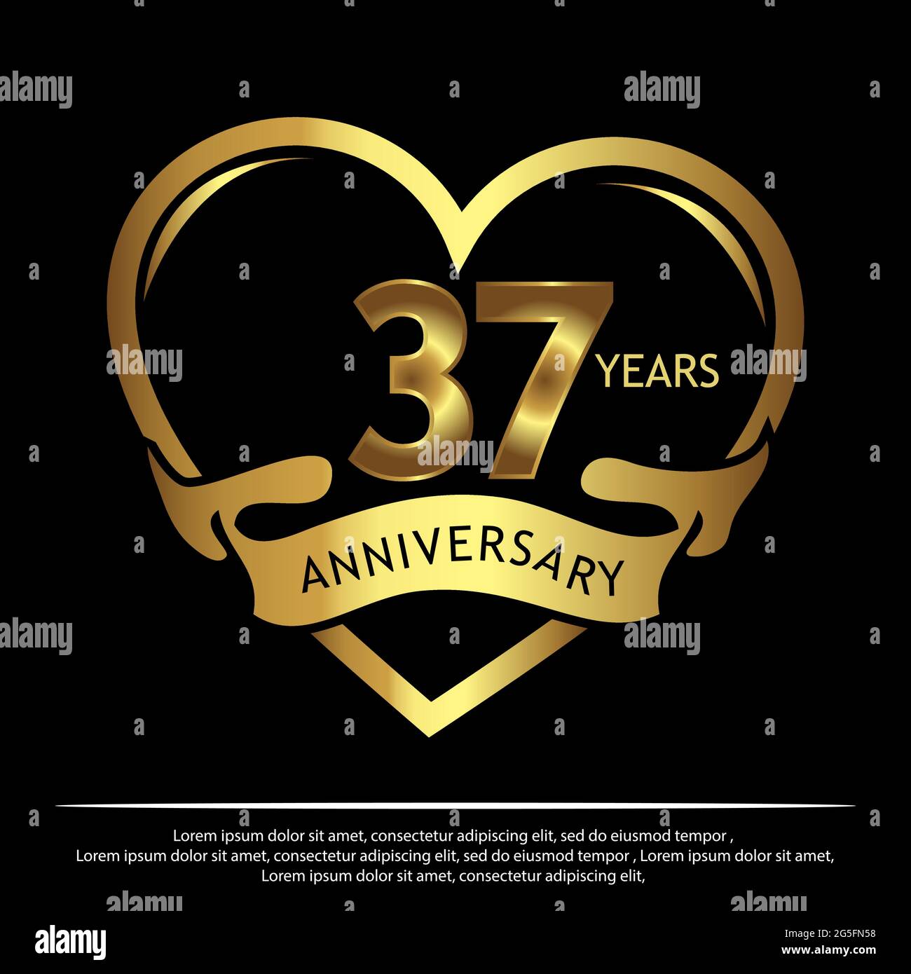 37 years anniversary golden. anniversary template design for web, game ...
