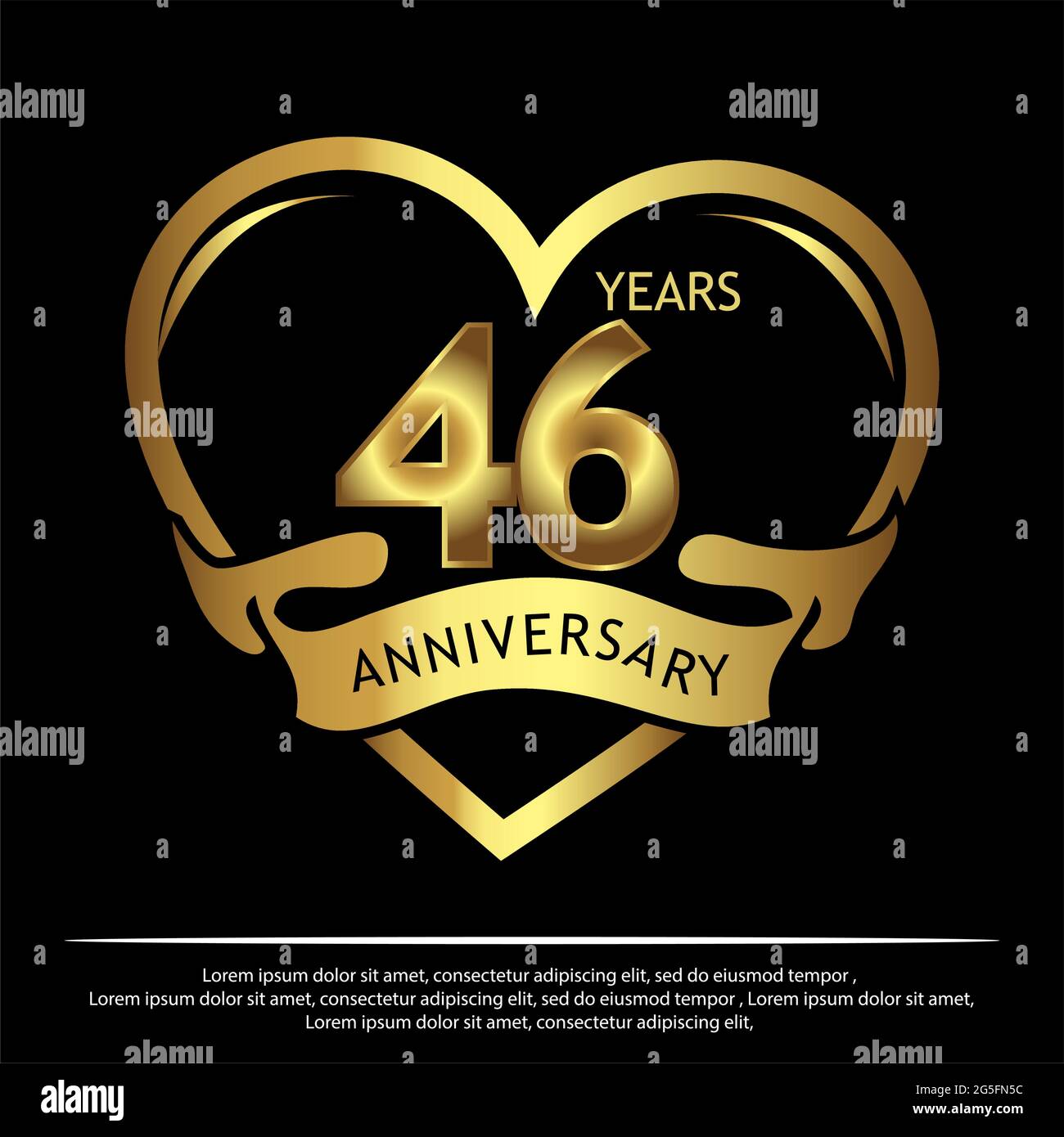 46 years anniversary golden. anniversary template design for web, game ...