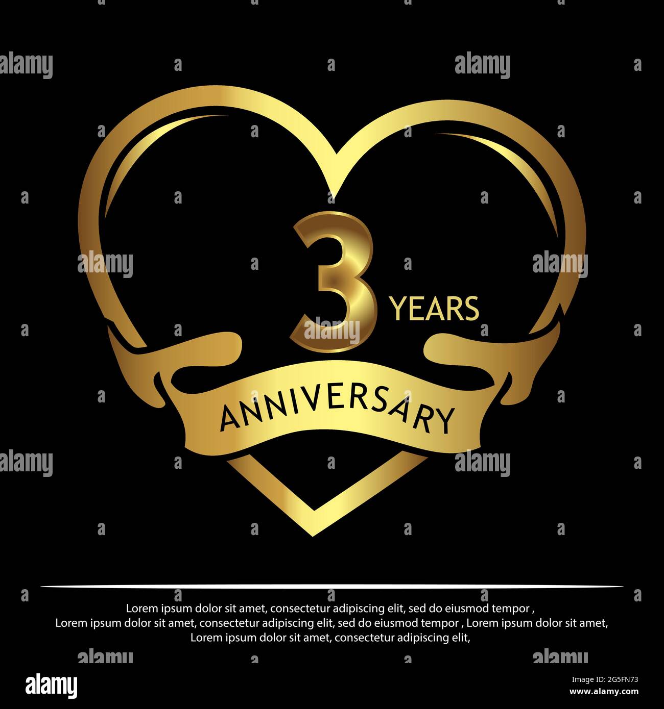 3 years anniversary golden. anniversary template design for web, game ...