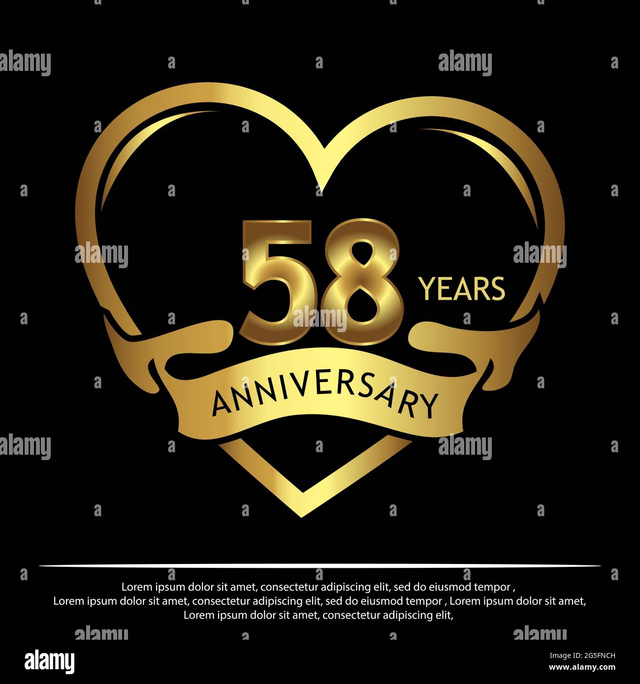 58 years anniversary golden. anniversary template design for web, game ...