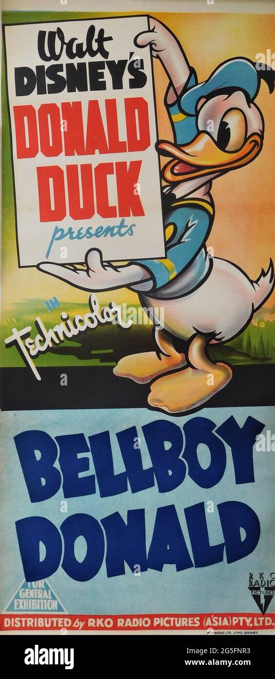 Australian Poster for WALT DISNEY'S DONALD DUCK in BELLBOY DONALD 1942 ...