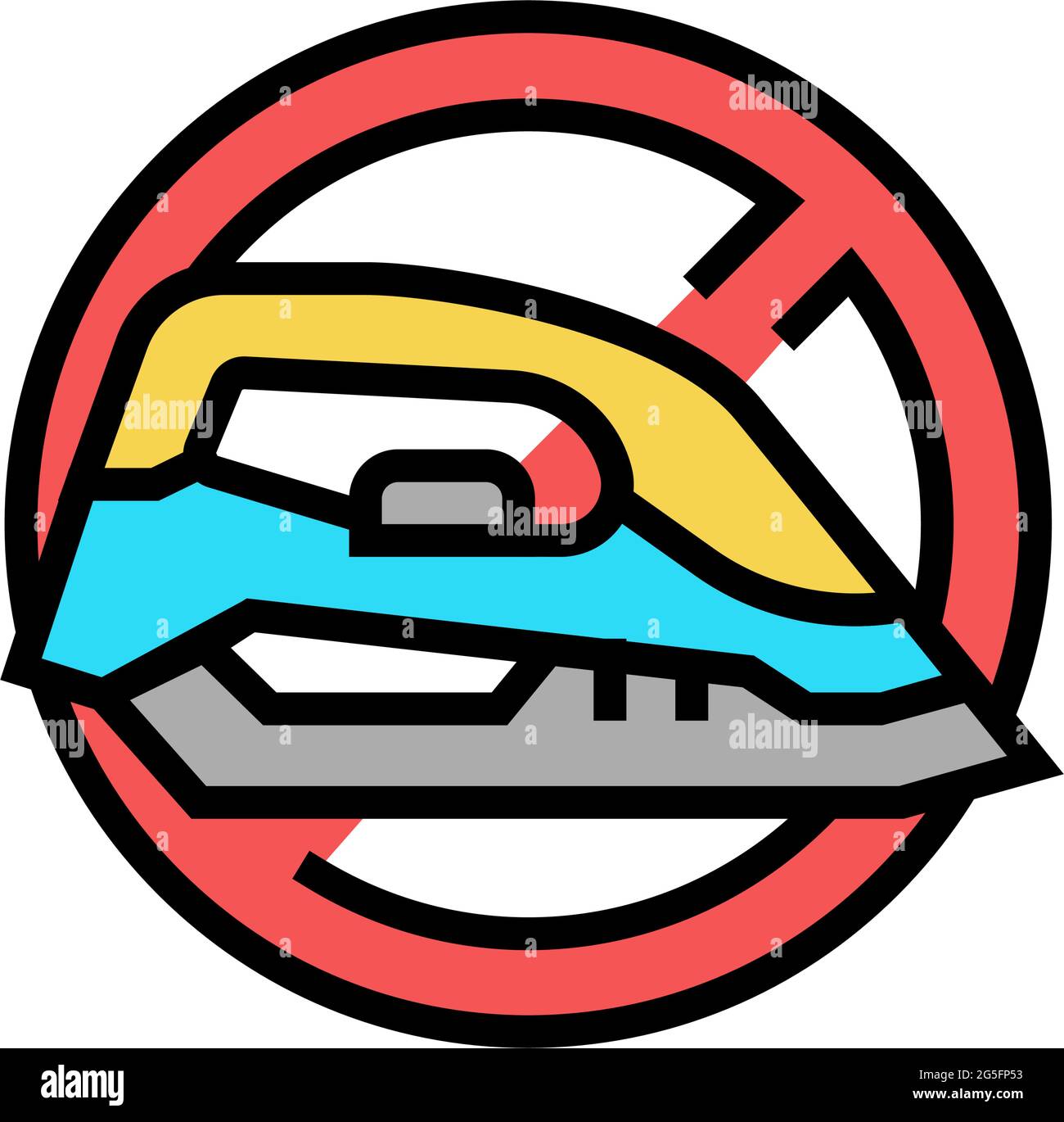 ironing children safe prohibition sign color icon vector illustration ...