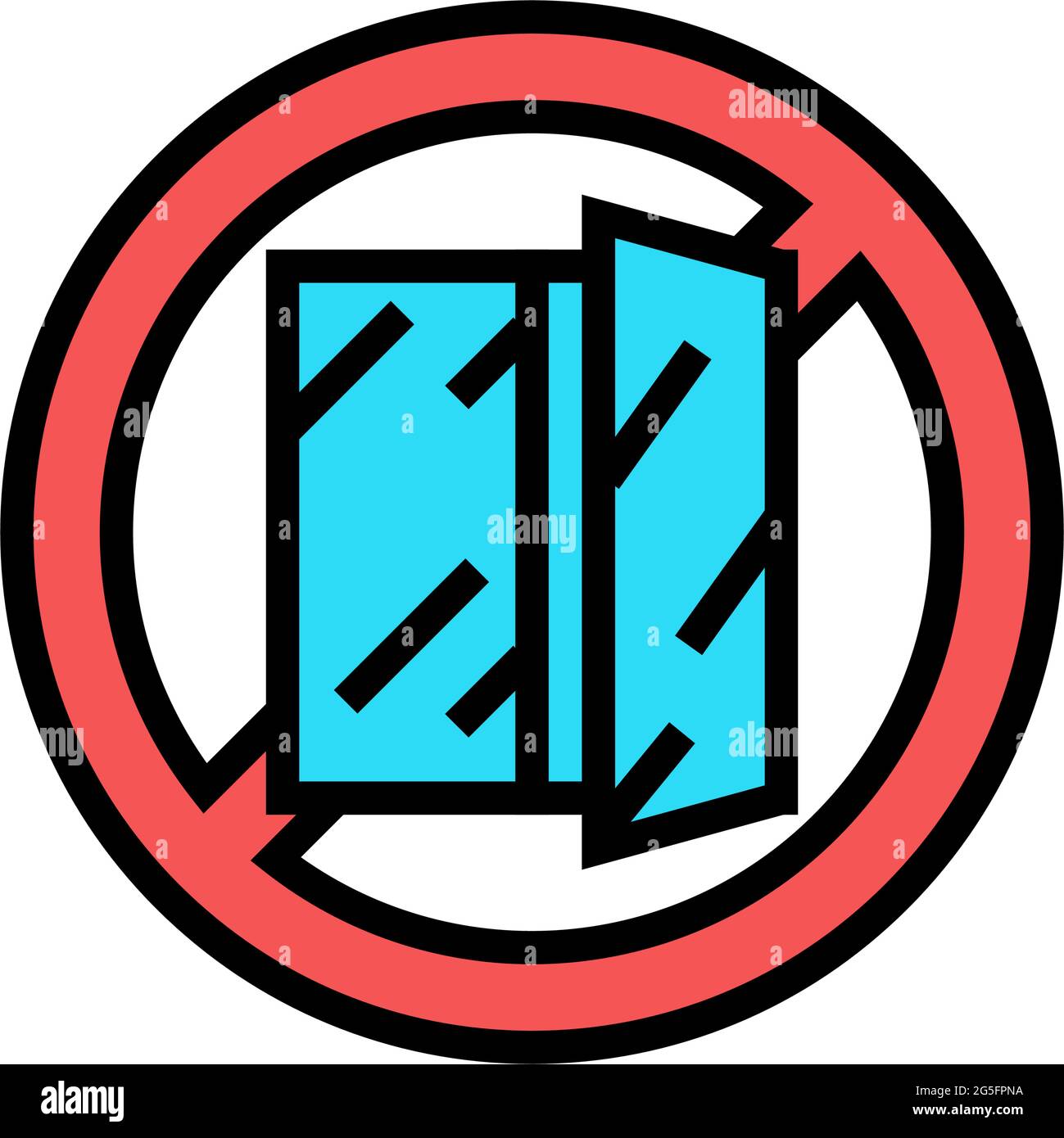 open window prohibition sign color icon vector illustration Stock ...