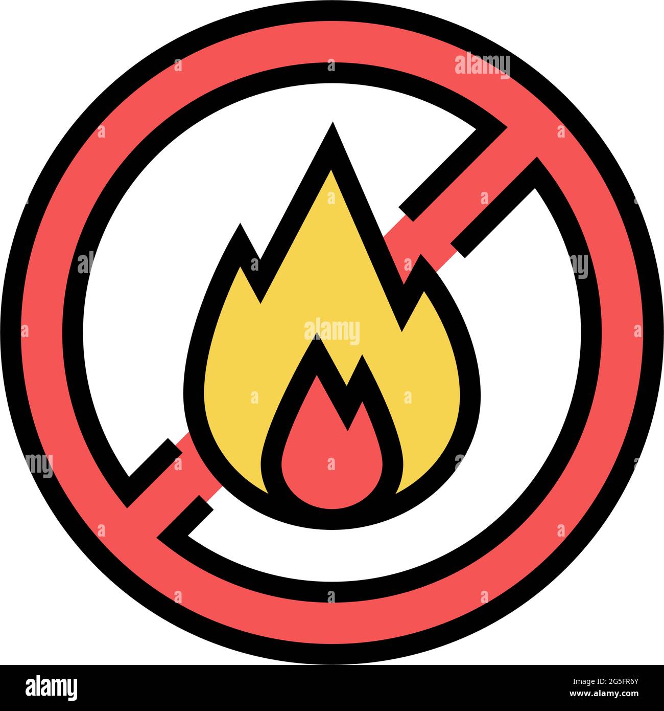 fire burning prohibition sign color icon vector illustration Stock ...