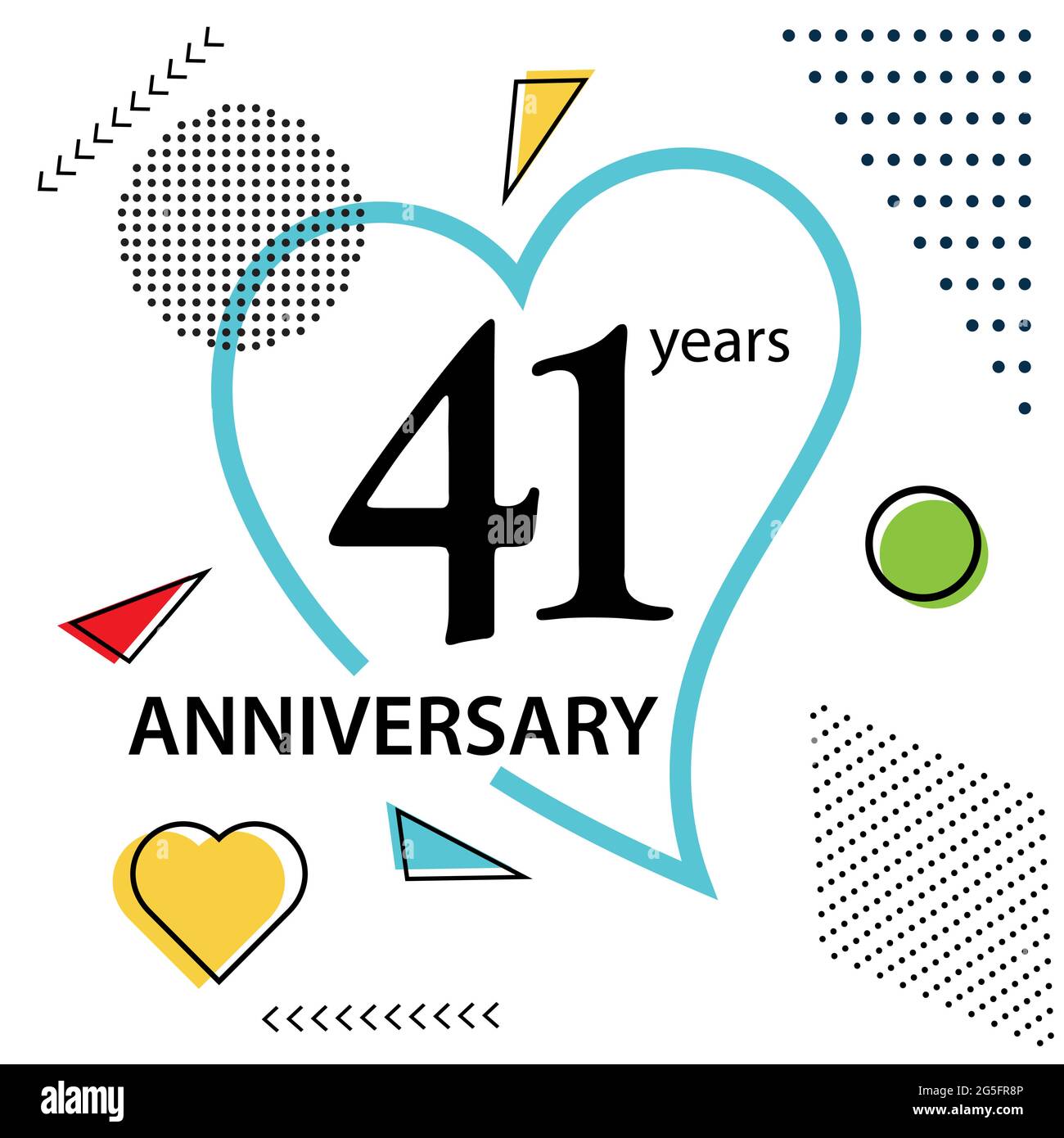 41 years anniversary celebration, colorful background. Flat design ...