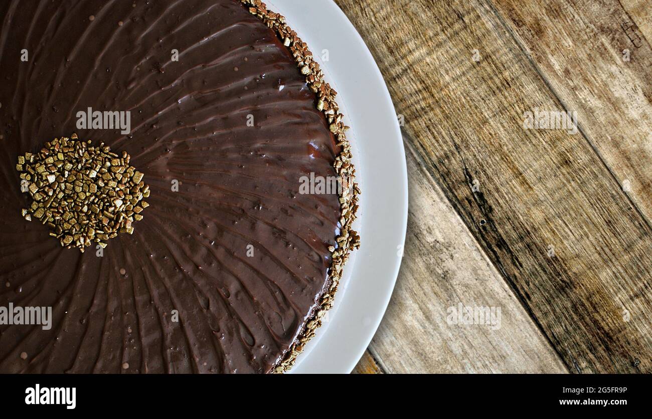 Detail from above on photograph of chocolate cake Stock Photo - Alamy