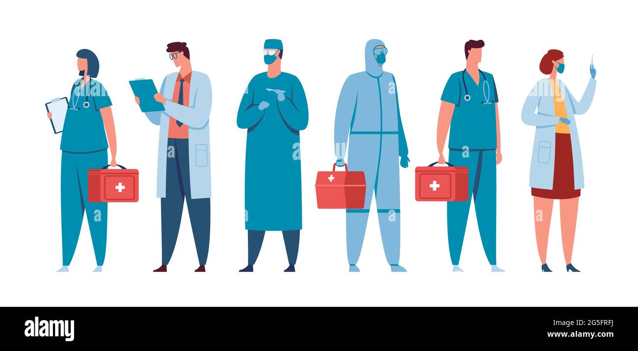 Healthcare workers. Medical team of doctors, nurses, surgeons ...