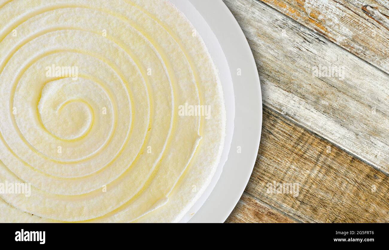 Detail from above on photograph of milk cake Stock Photo - Alamy