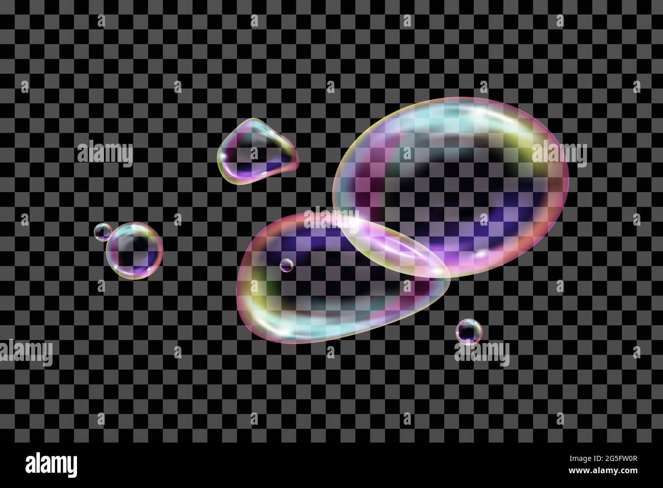 Realistic colored balls. Vector texture.Flying transparent soap bubbles ...