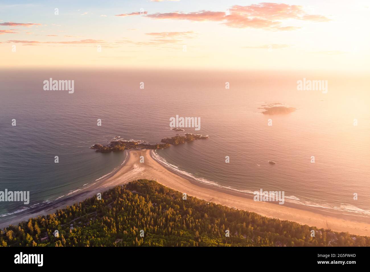 Aerial seascape view from an airplane on the Pacific Ocean West Coast ...