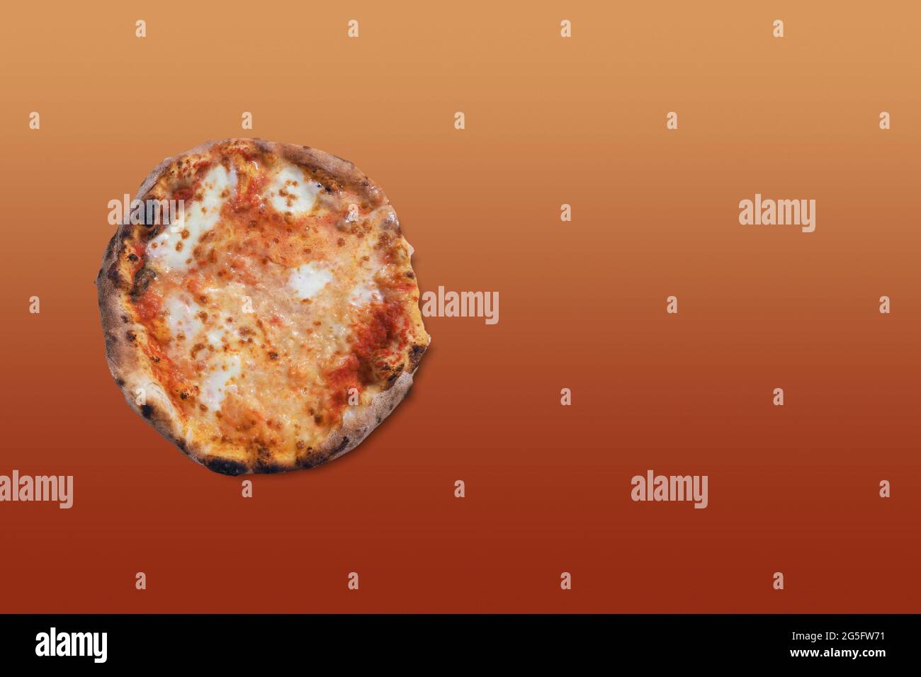 pizza margherita over matching colour gradient background with copy ...