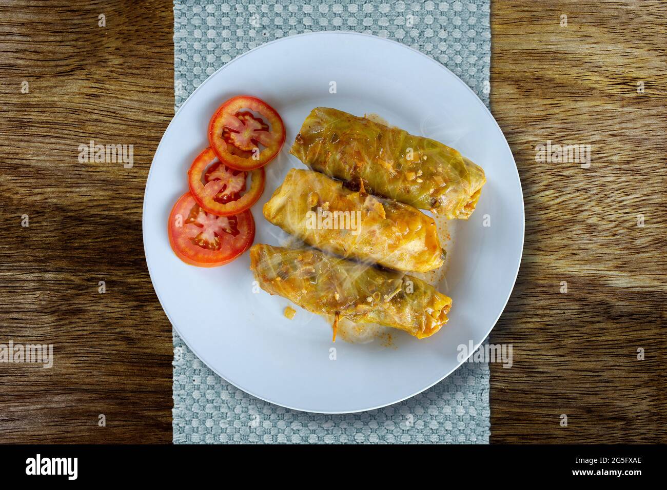 Arabic food. Appetizing cabbage rolls with rice and ground beef Stock ...