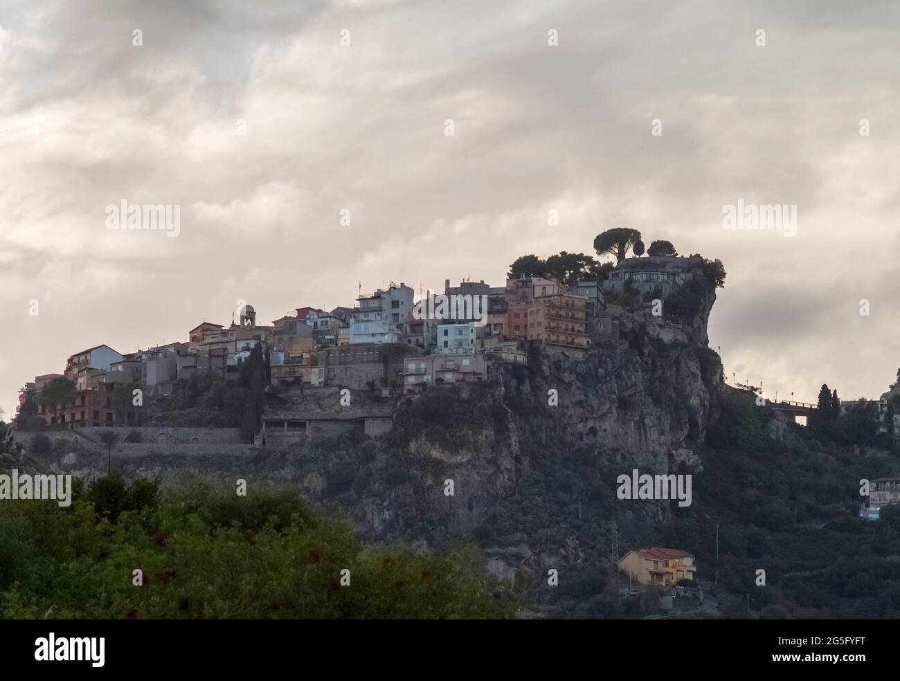 CASTELMOLA, SICILY, ITALY - OCTOBER 5 2018 : View of Castelmola seen ...