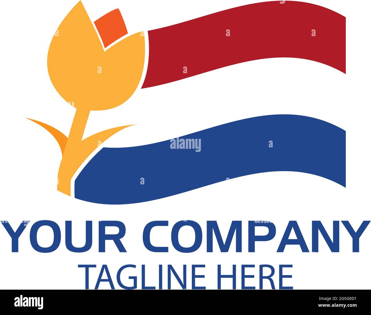 Tulip on Netherlands Nation Flag, flat desig. Vector Illustration on ...