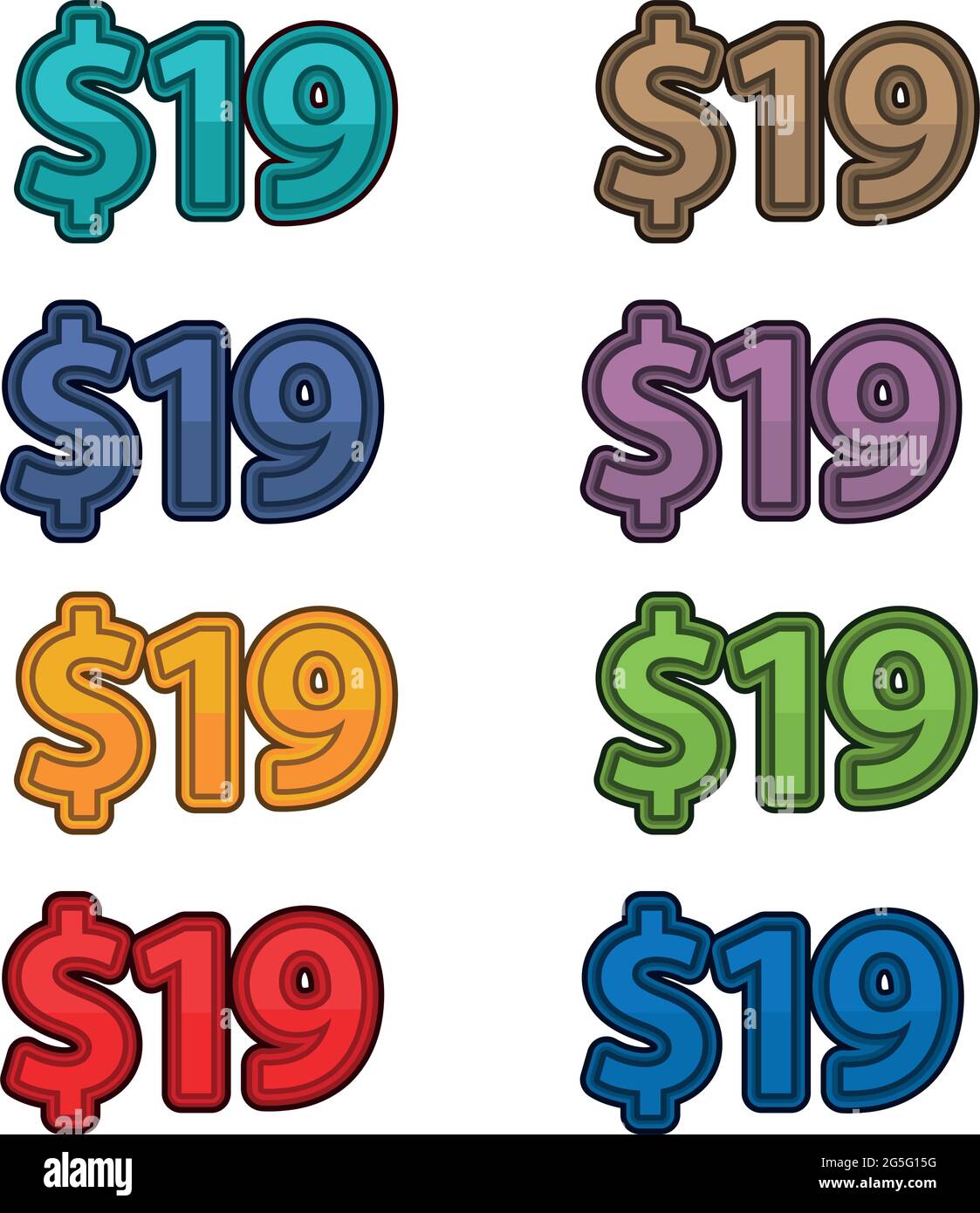 Illustration Vector of price 19 dollars Stock Vector Image & Art - Alamy
