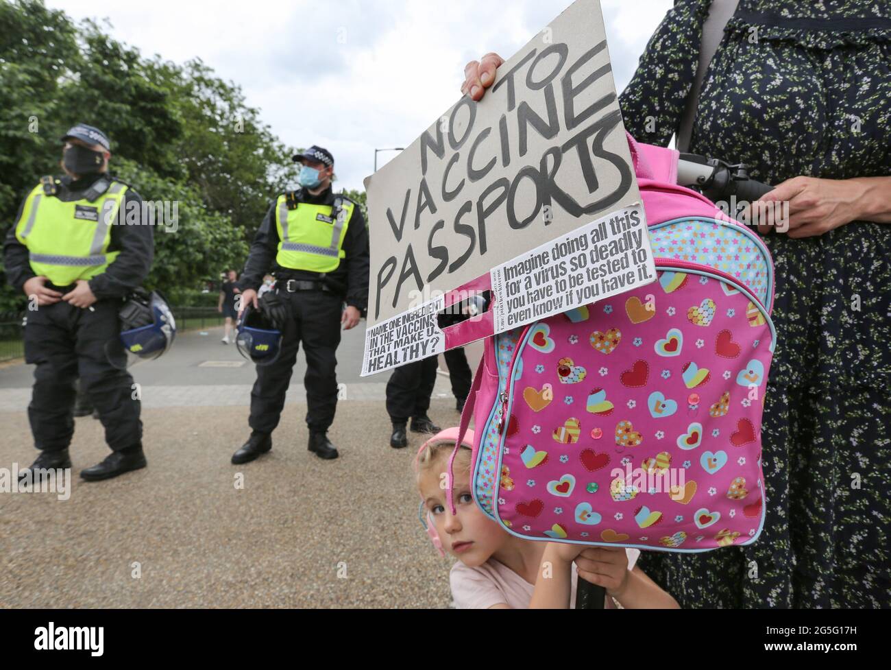 A young girl seen at Downing Street during the Freedom March demanding ...