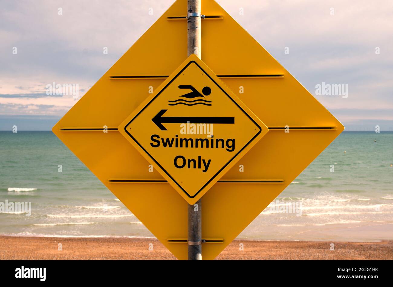 Yellow swimming only sign hi-res stock photography and images - Alamy