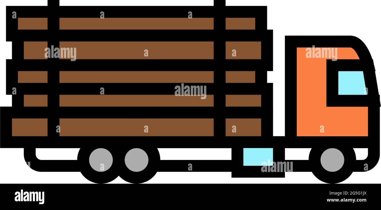 truck transportation wood timber color icon vector illustration Stock ...