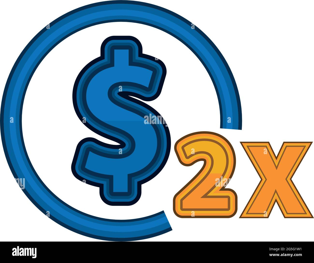 Dollar doubled icon. illustrations increase revenue doubled Stock ...