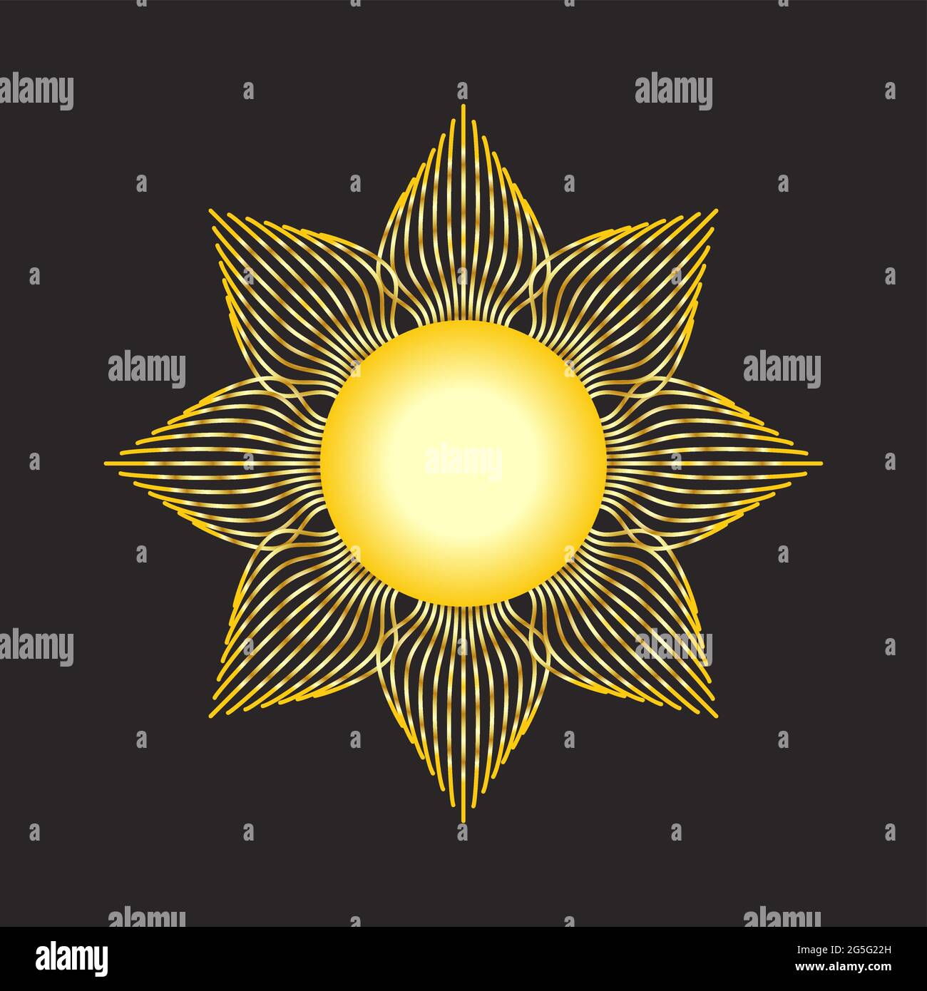 Mystical golden boho tattoos with sun. Linear design, elements for ...