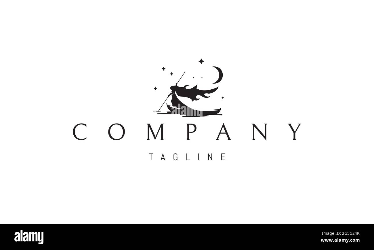 Vector logo on which an abstract image of a beautiful girl sailing on a ...