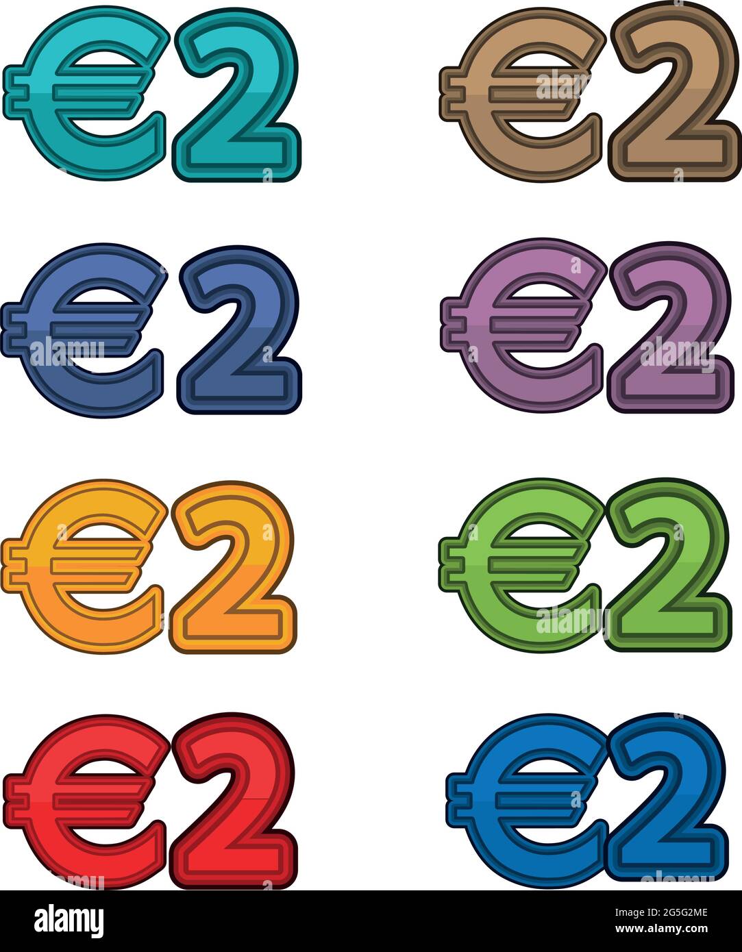 Illustration Vector of price 2 euro, Europe currency Stock Vector Image ...