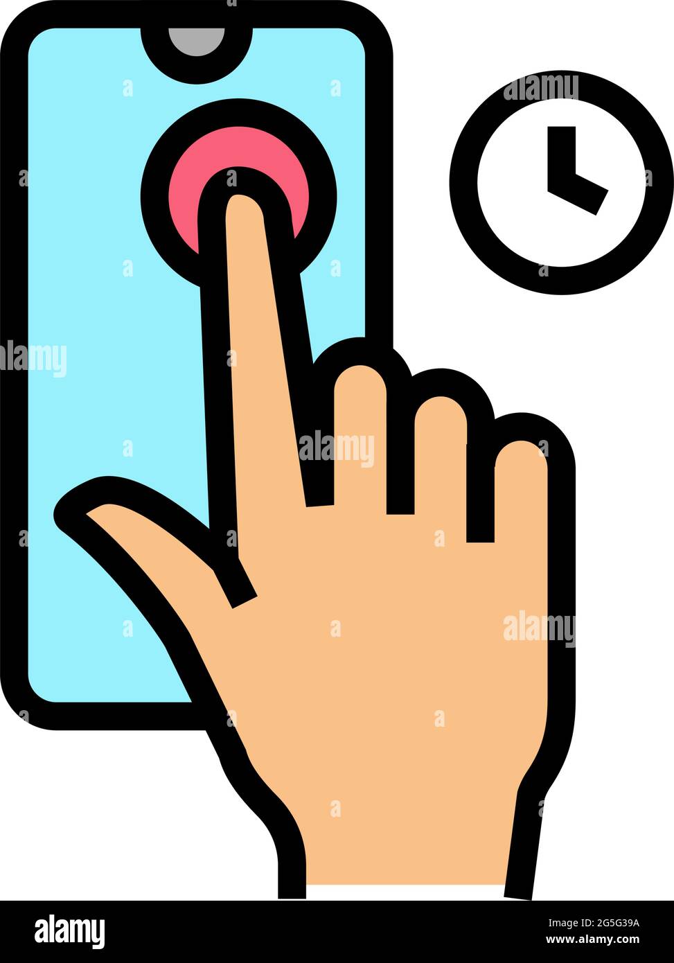 press and holding phone display color icon vector illustration Stock ...
