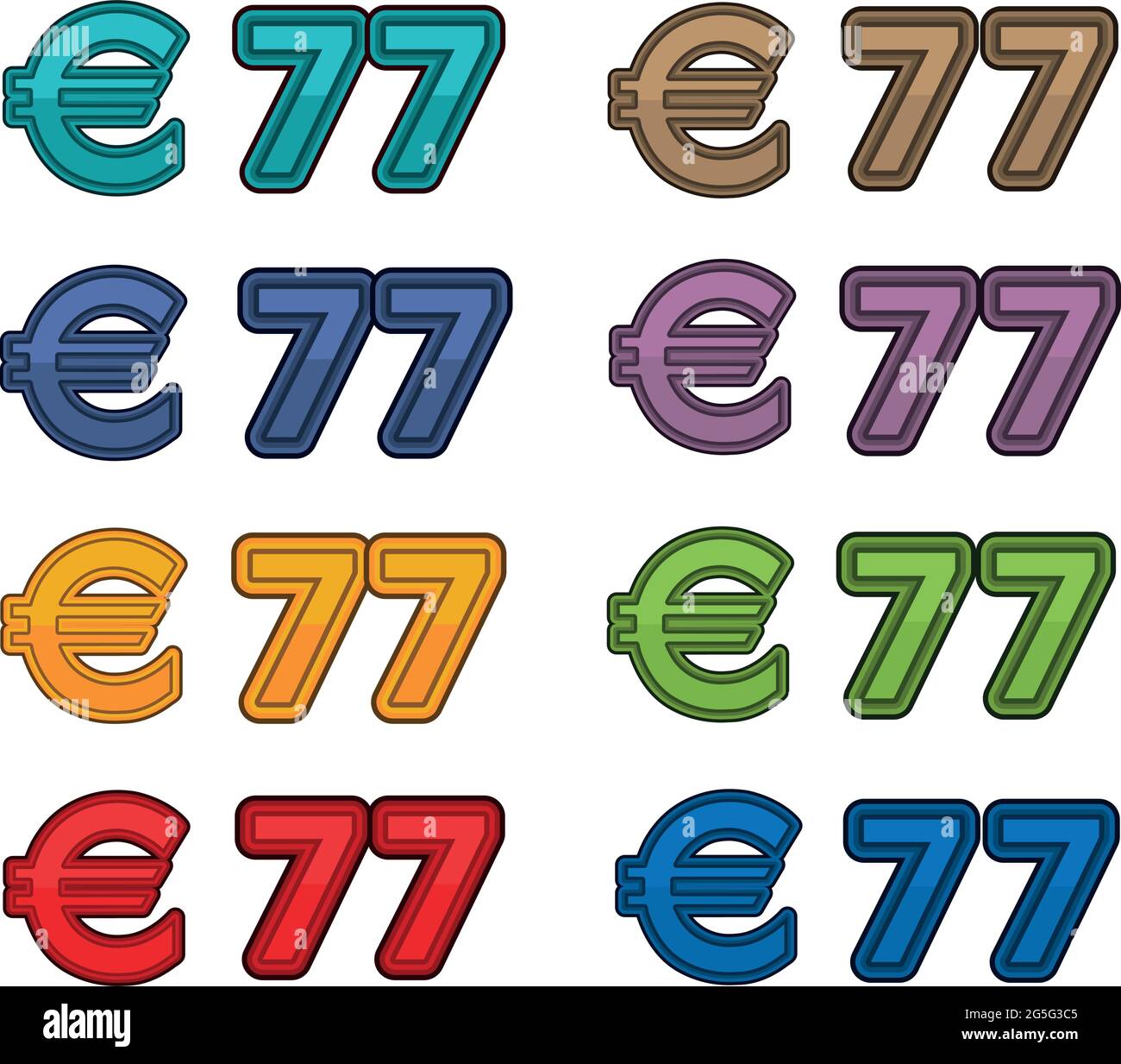 Illustration Vector of price 77 euro, Europe currency Stock Vector ...