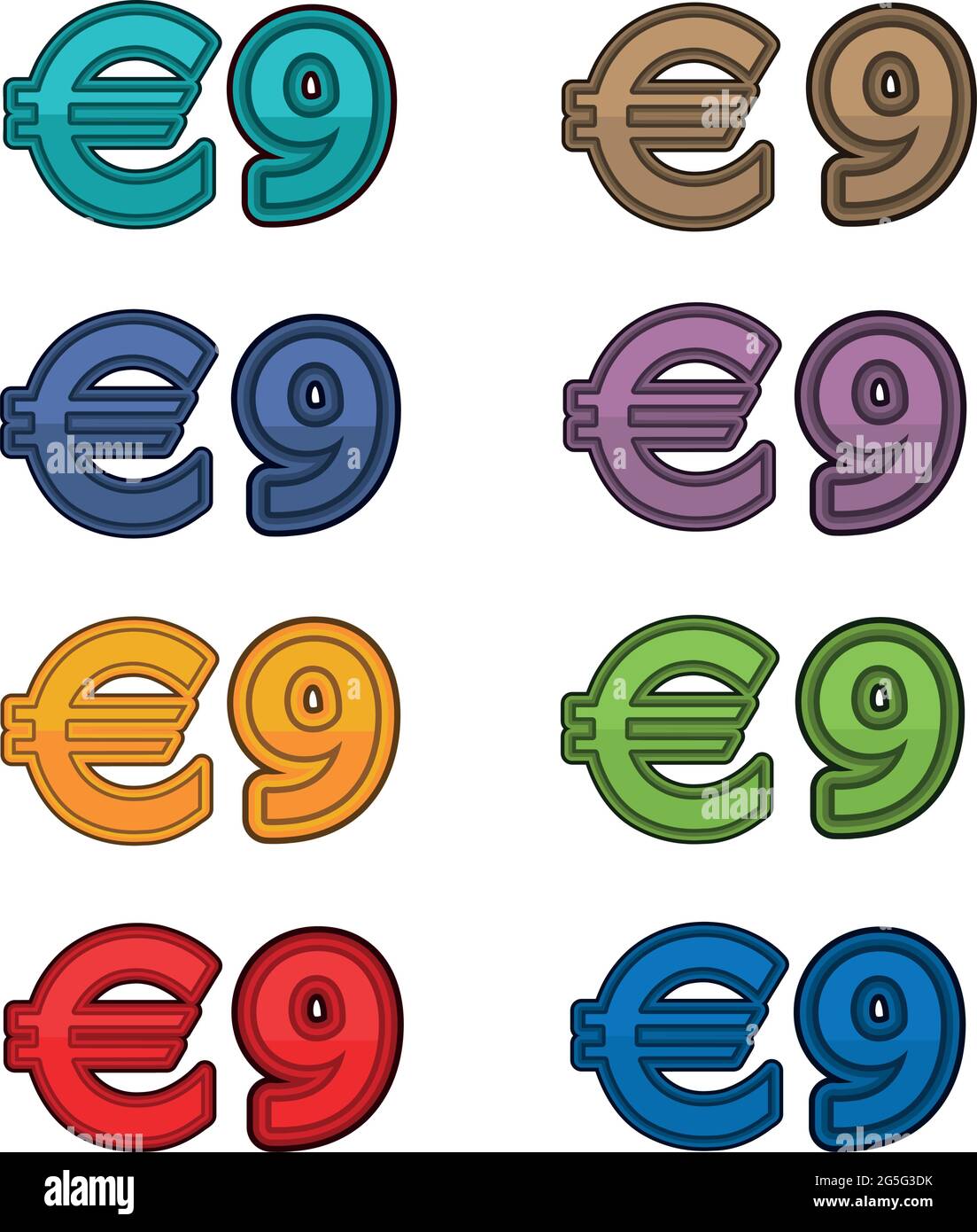 Illustration Vector of price 9 euro, Europe currency Stock Vector Image ...