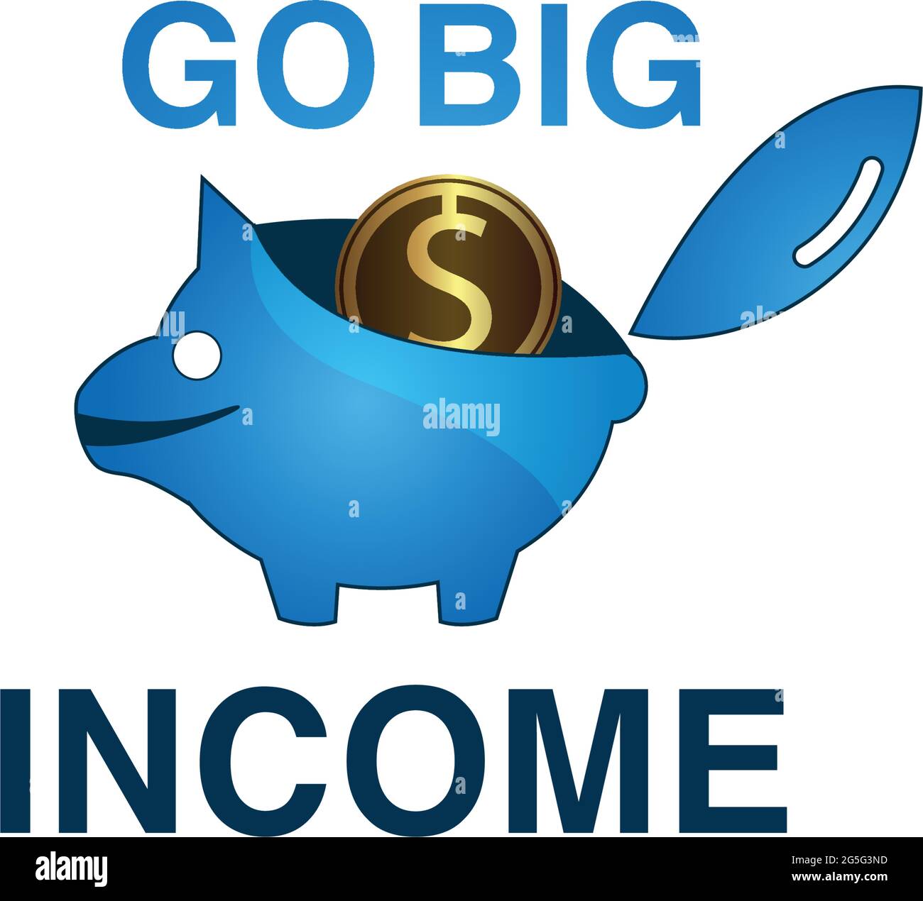 Go big income with Piggy bank. Vector illustration on white background ...