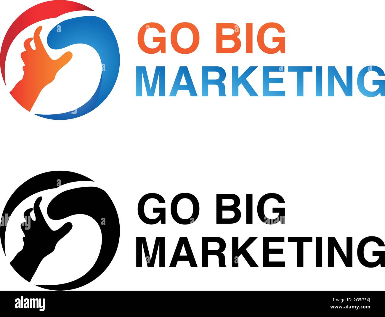 Go big marketing with hand. Flat vector illustration on white ...