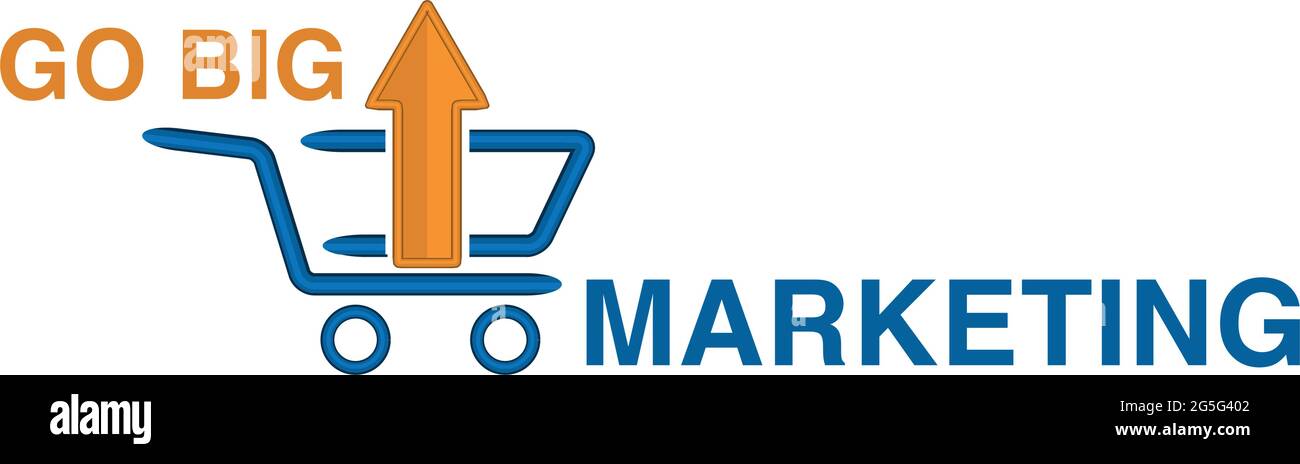 Go big marketing with people icon. Flat vector illustration on white ...