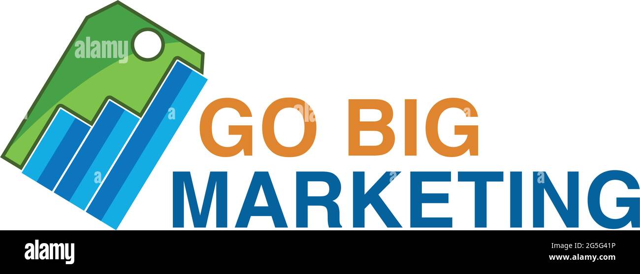 Go big marketing with cart. Flat vector illustration on white ...