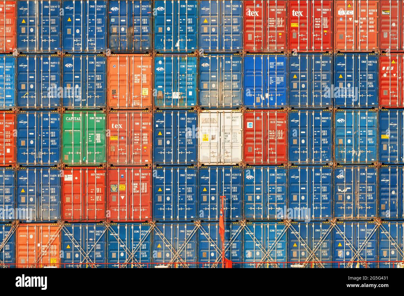 A general abstract view of stacked shipping containers Stock Photo - Alamy