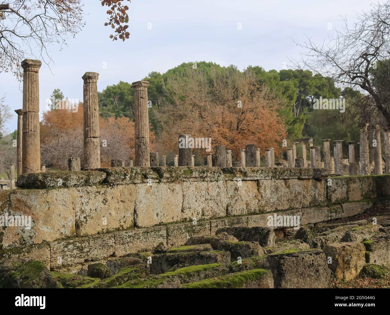 Ancient pillars still standing at ancient Olympus Greece where the ...